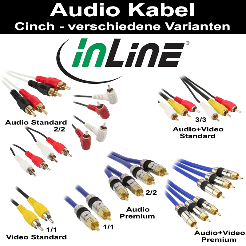 InLine Cinch Kabel Audio Video verschiedene Arten 0.5m-30m St./St ...
