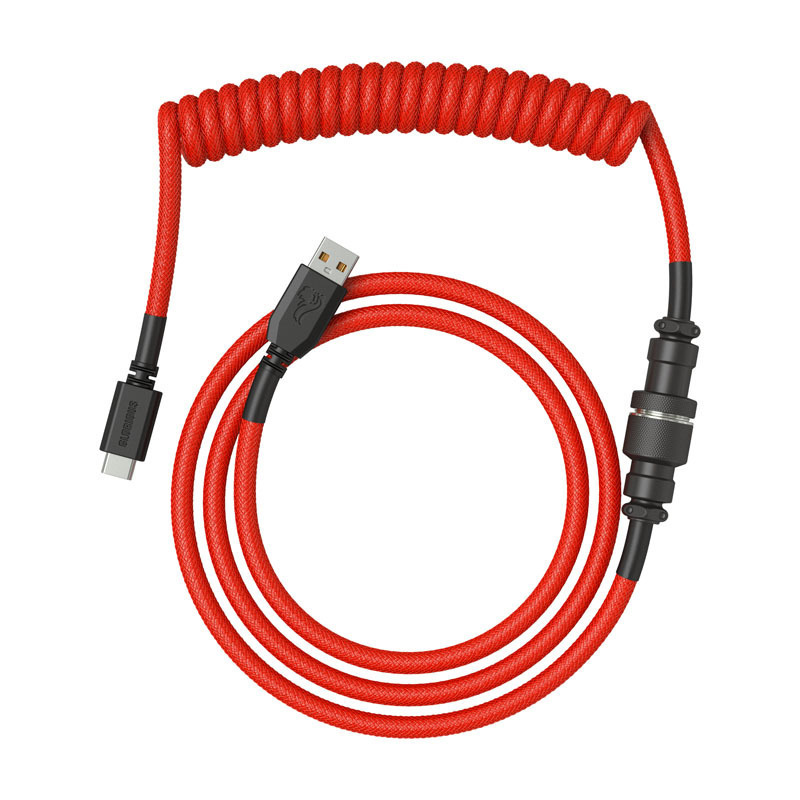 Glorious PC Gaming Race Coiled Cable Crimson Red, USB-C to USB-A Spiral ...