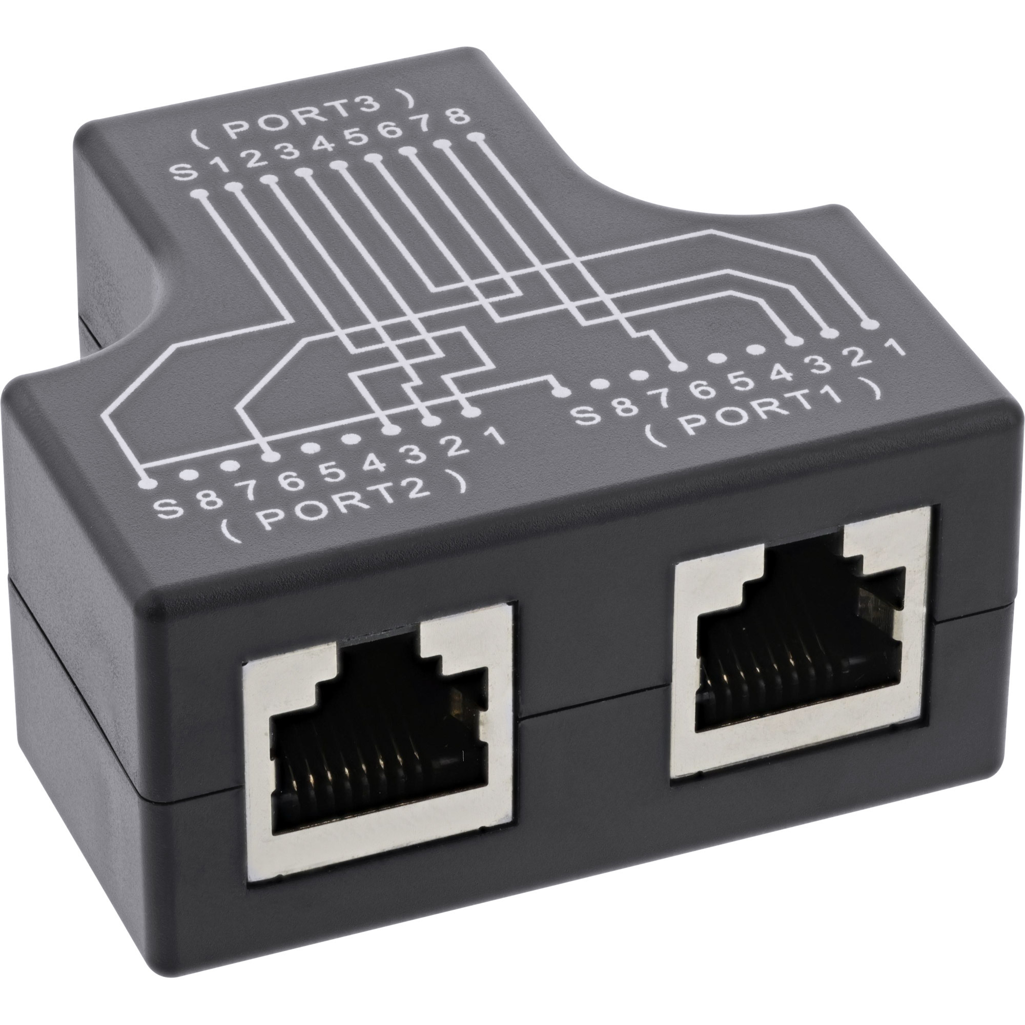 INLINE CAT.5E STP T-Adapter (Port-Doppler), RJ45 Buchse an 2x RJ45 ...